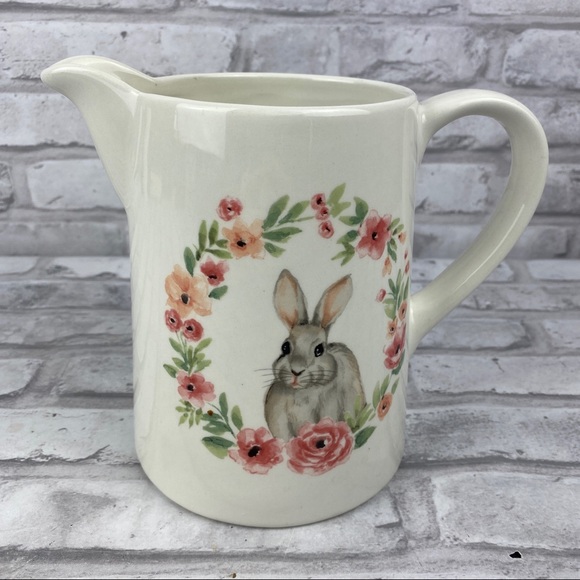 unbranded | Dining | Pitcher Decorative Rabbit Bunny Flowers Ceramic ...